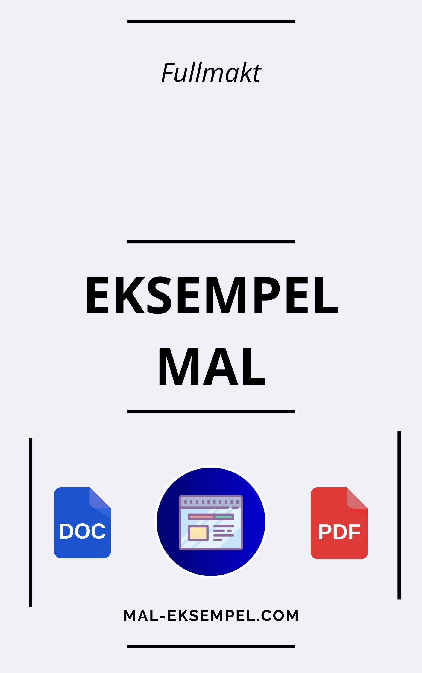 Fullmakt Eksempel - Mal - PDF WORD