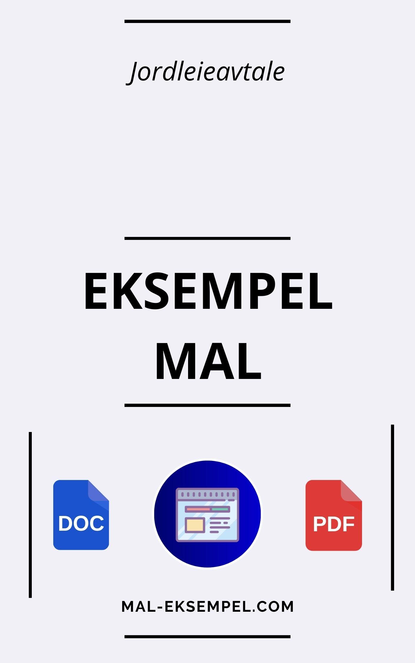 Jordleieavtale Eksempel Mal - PDF WORD