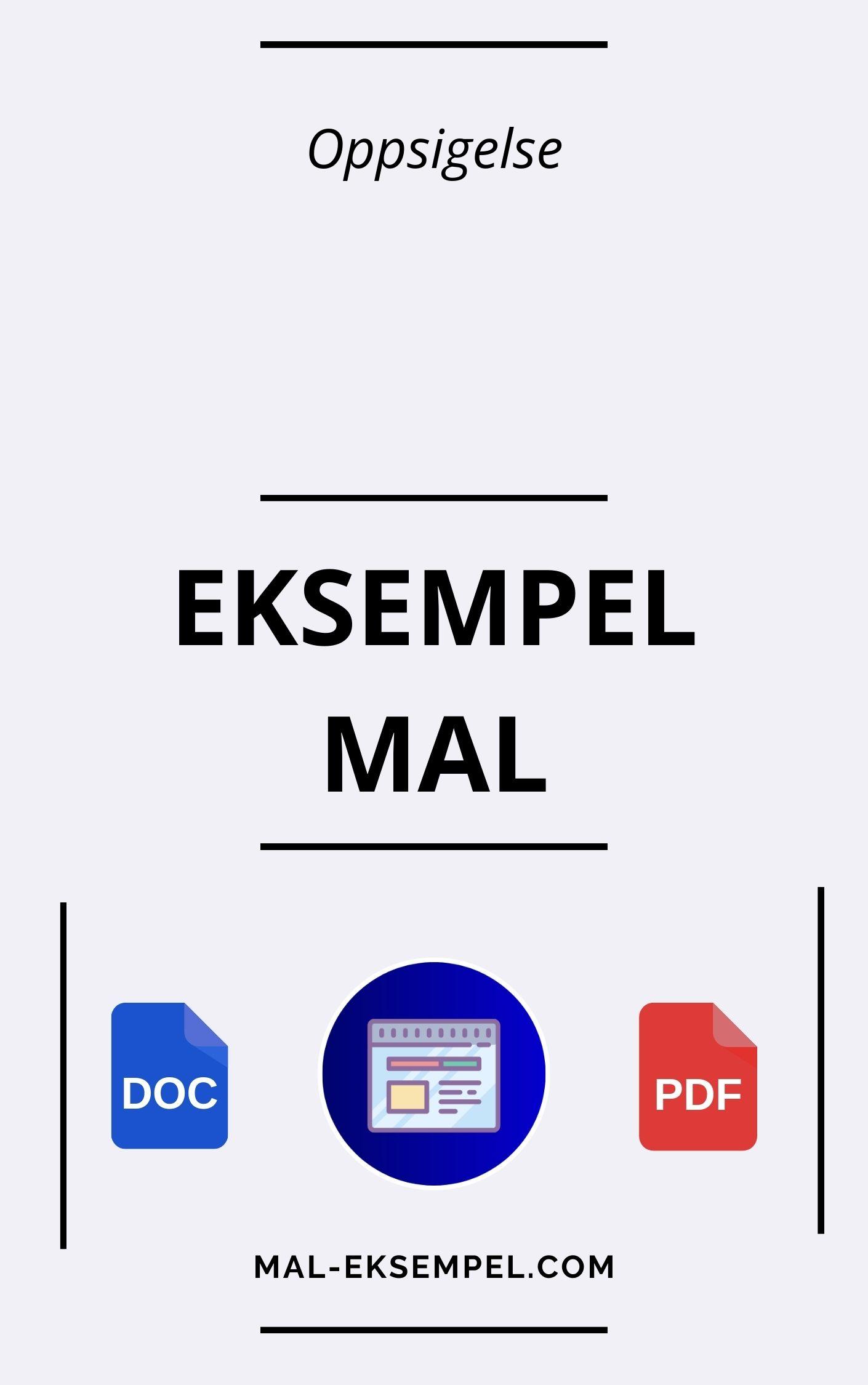Oppsigelse Mal Eksempel - WORD PDF